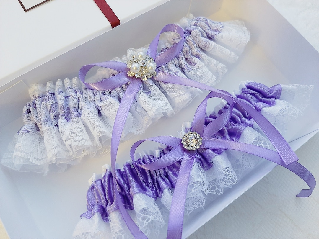Lavender Wedding Garter Set, Lace Bridal Garter, Light Purple Wedding ...