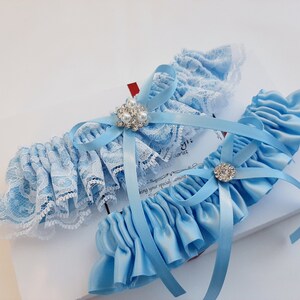 Blue Wedding Garter, Blue Bridal Garter Set, Garter Set, Garter for ...