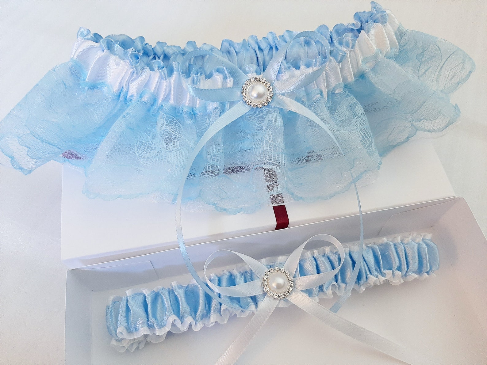 Light Blue Wedding Garter Set Lace Bridal Garter Set | Etsy