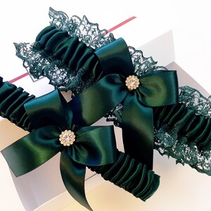 Hunter Green Wedding Garter Set, Hunter Bridal Garter, Garter Belt ...
