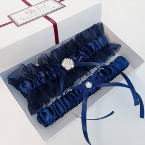 Navy Blue Wedding Garter, Wedding Garter Set, Blue Garter Set, Navy ...