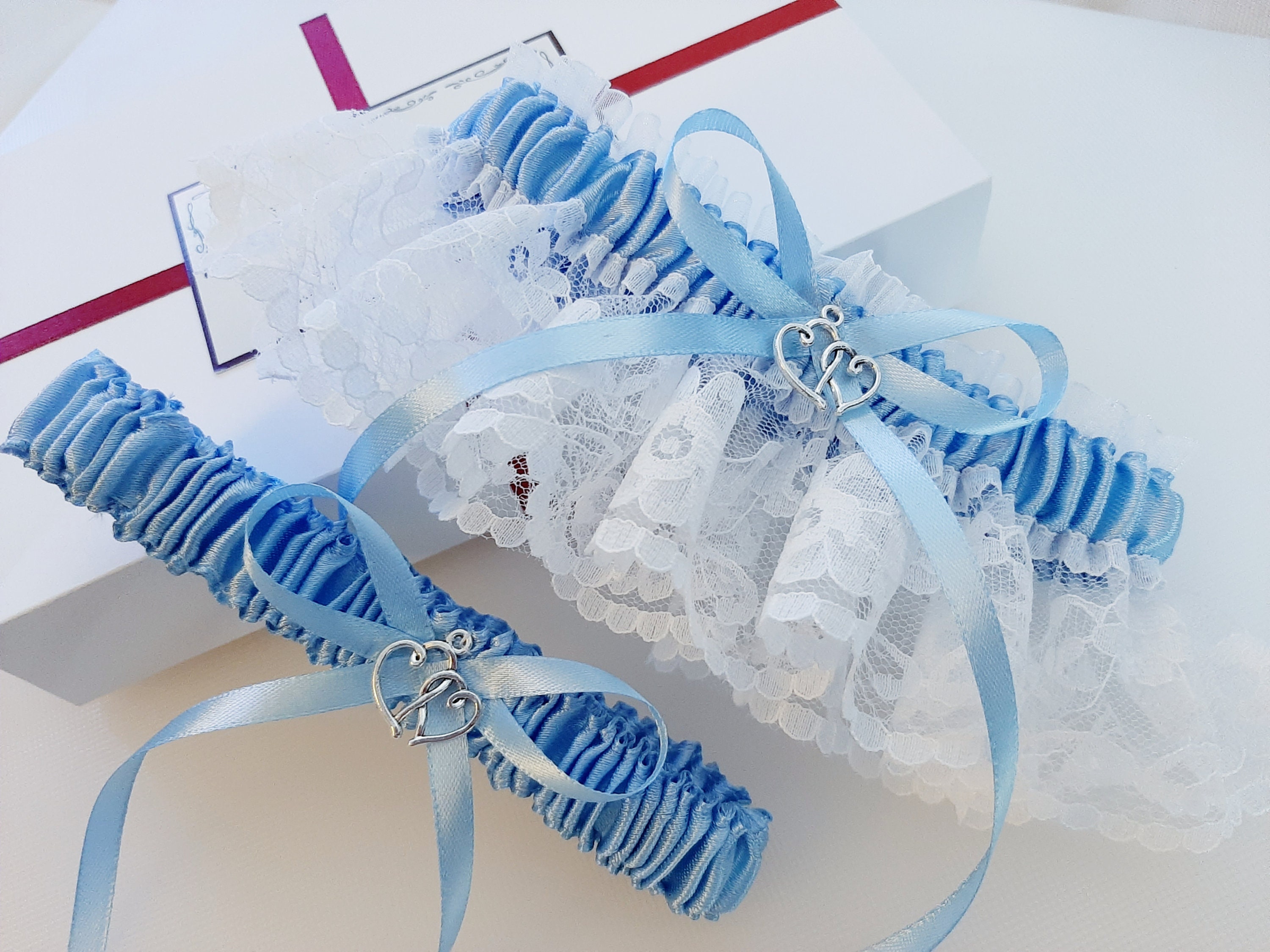 Blue Garter Set, Blue Bridal Garter, Something Blue Wedding Garter ...