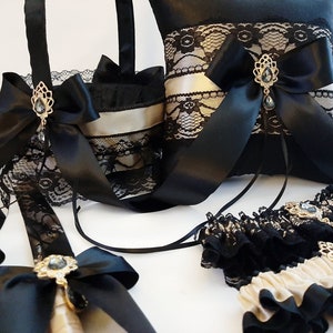 Black Wedding Garter, Garter Set, Garter Belt, Bridal Garter, Garters ...