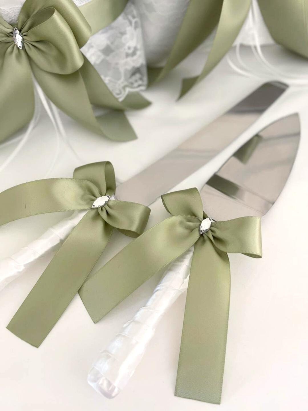 Cake Serving Set Sage Green Wedding Cake Server and Knife Set Dusty ...