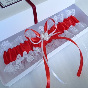 Red Wedding Garter Set, Lace Bridal Garter, Red Garter, Garter for ...