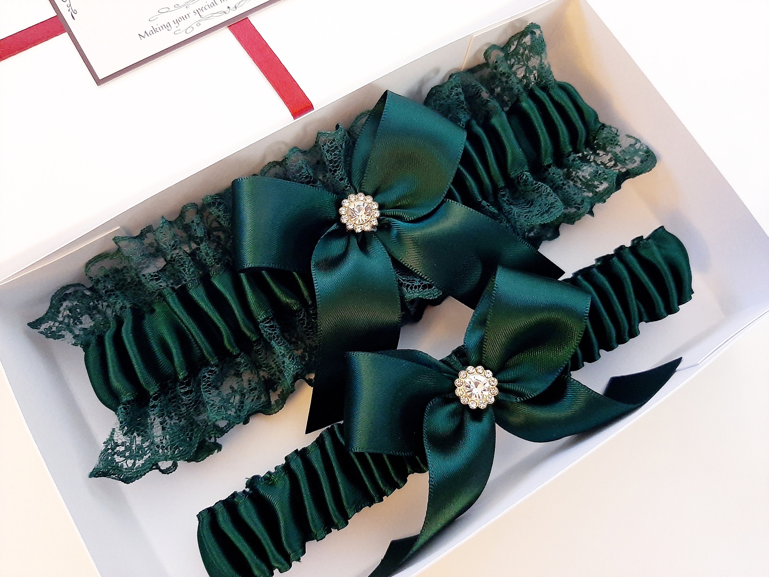 Hunter Green Wedding Garter Set, Hunter Bridal Garter, Garter Belt ...
