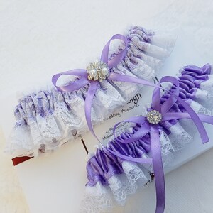 Lavender Wedding Garter Set, Lace Bridal Garter, Light Purple Wedding ...