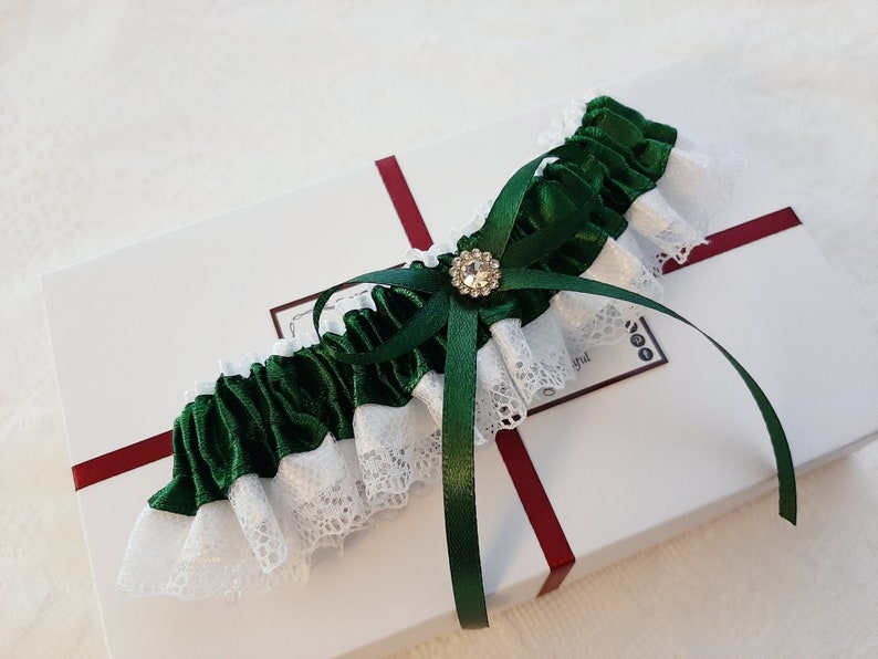Emerald Dark Green Garter Set Lace Bridal Garter Dark Green - Etsy