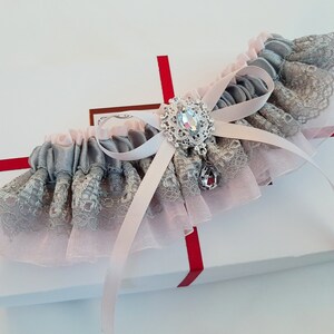 Garter for Bride, Wedding Garter, Wedding Garter Set, Silver Gray Pink ...