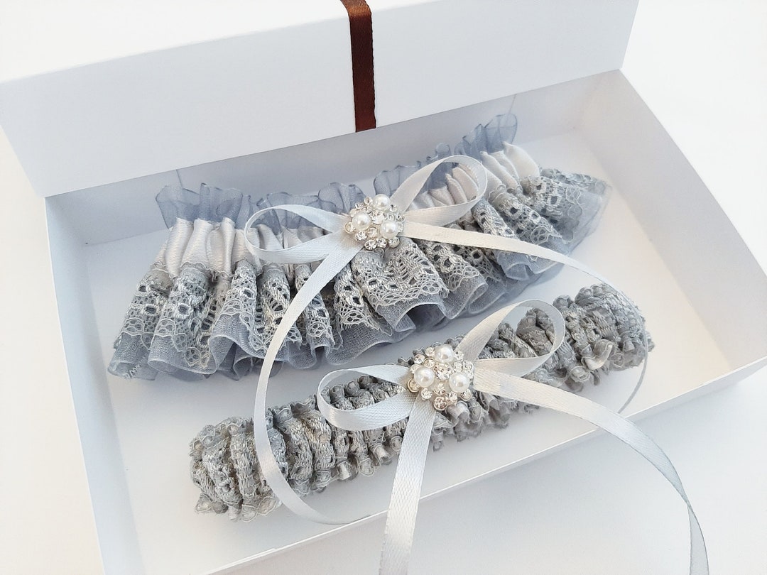 Gray Wedding Garter for Bride, Wedding Garter, Wedding Garter Set ...