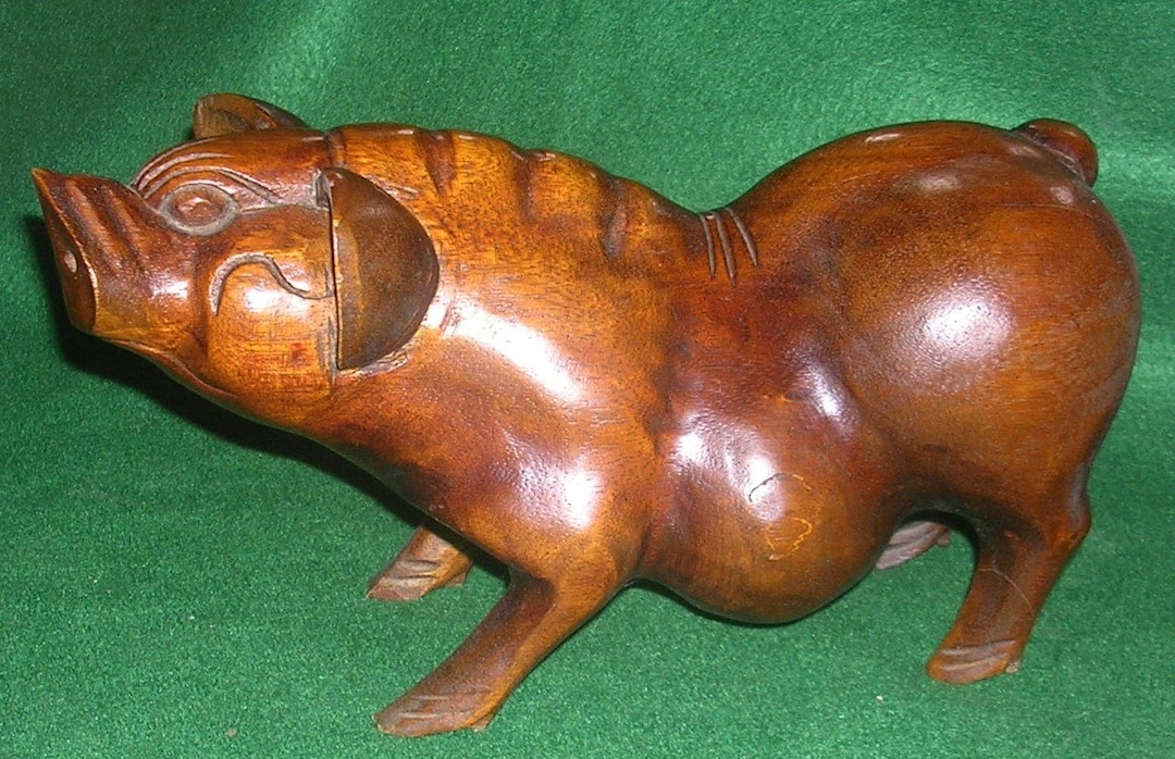 Carved Wooden Pig Primitive Folk Art - Etsy