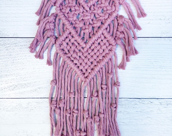 Double Hearts Macrame Wall Hanging | Small Wall Tapestry | Handmade ...