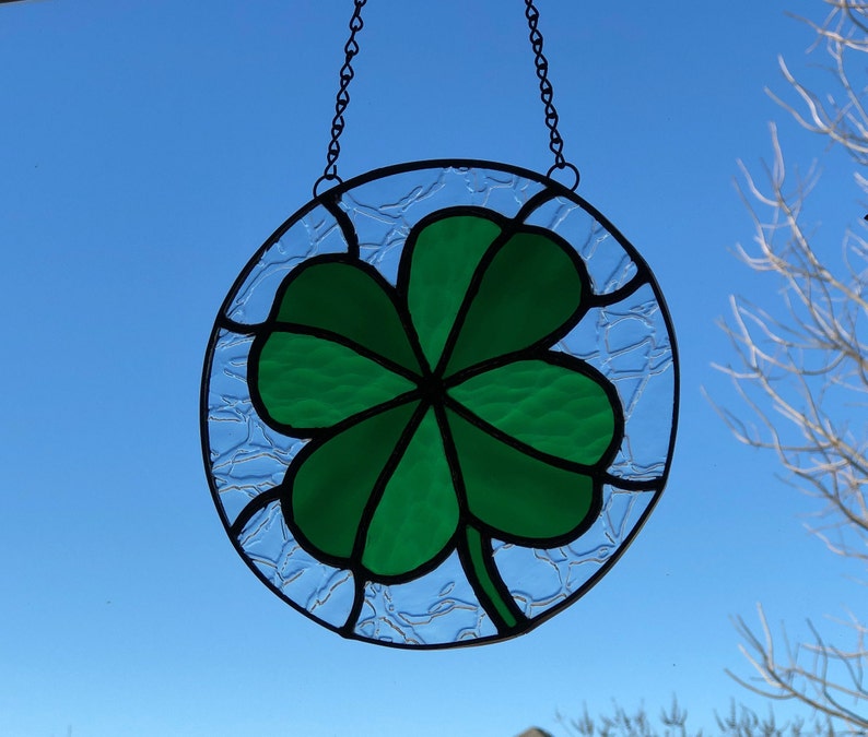 Four Leaf Clover Stained Glass Suncatcher Lucky Clover | Etsy
