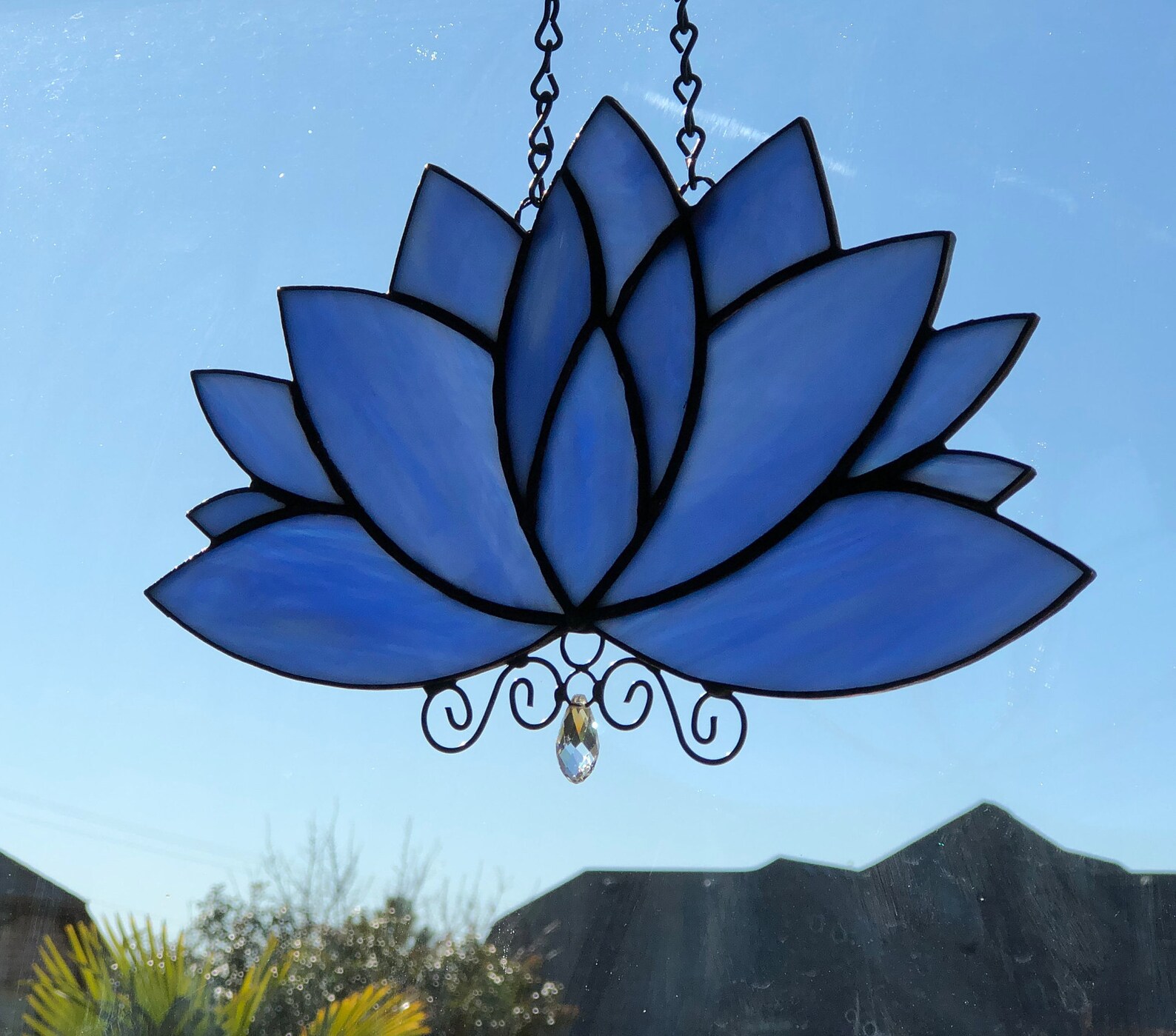 Lotus Flower LARGE Stained Glass Suncatcher Garden Yoga - Etsy
