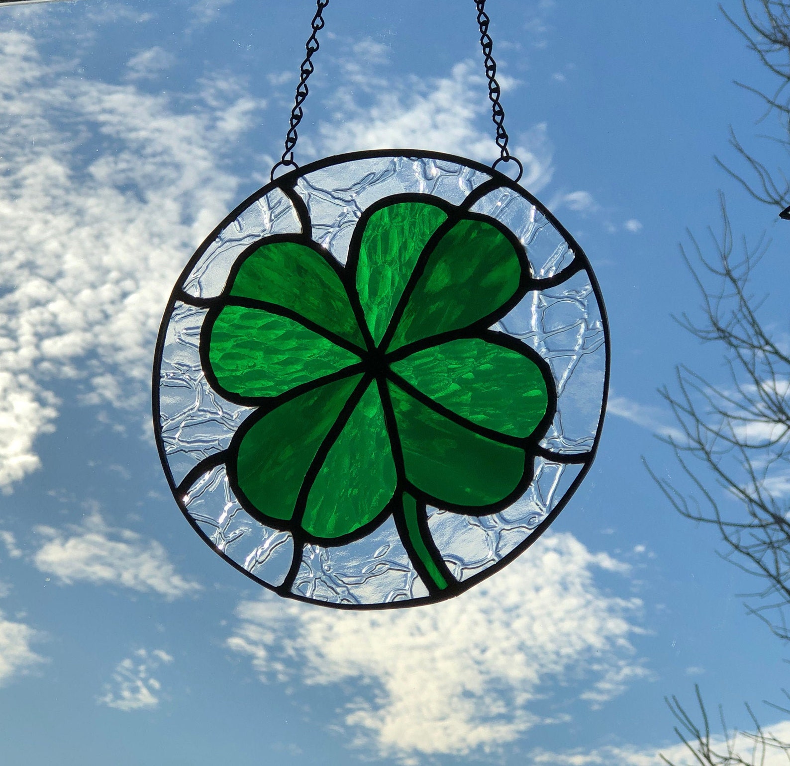 Four Leaf Clover Stained Glass Suncatcher Lucky Clover | Etsy