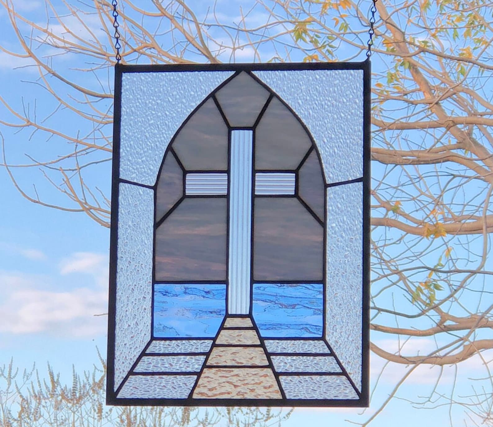 Cross Stained Glass Panel Religious Decor Church Decor | Etsy