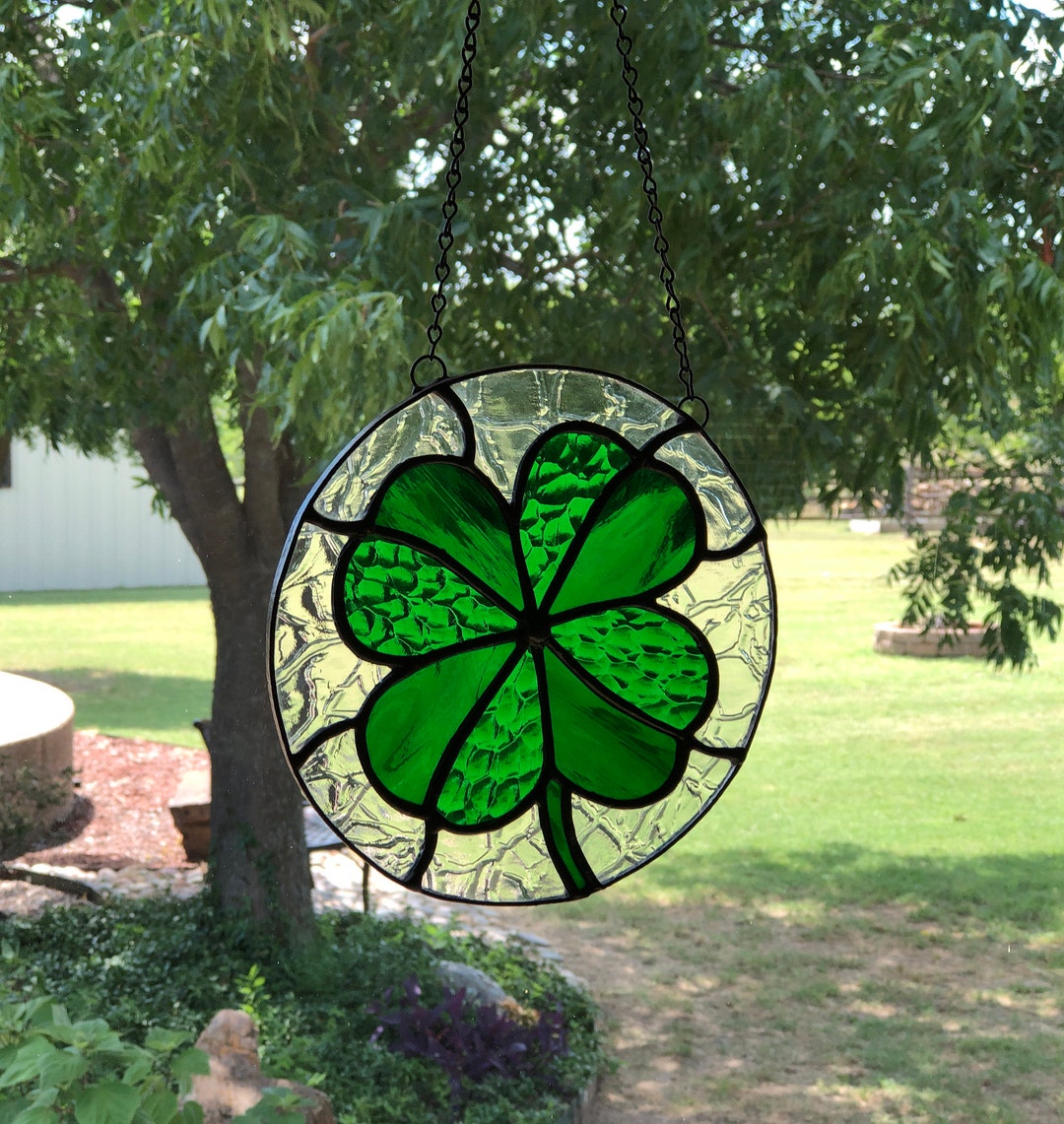 Four Leaf Clover Stained Glass Suncatcher, Lucky Clover, Irish ...