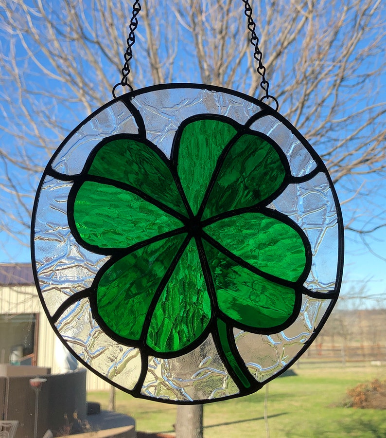Four Leaf Clover Stained Glass Suncatcher Lucky Clover | Etsy
