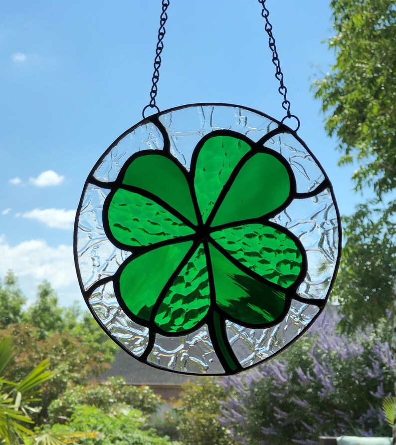 Stained Glass Four Leaf Clover Suncatcher, Lucky Irish Shamrock - Etsy