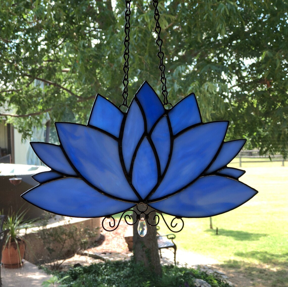 Lotus Flower LARGE Stained Glass Suncatcher Garden Yoga | Etsy