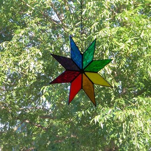 Multi Color Star Stained Glass LARGE Suncatcher, Multi Colored, Window ...