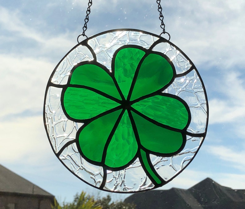 Four Leaf Clover Stained Glass Suncatcher Lucky Clover | Etsy