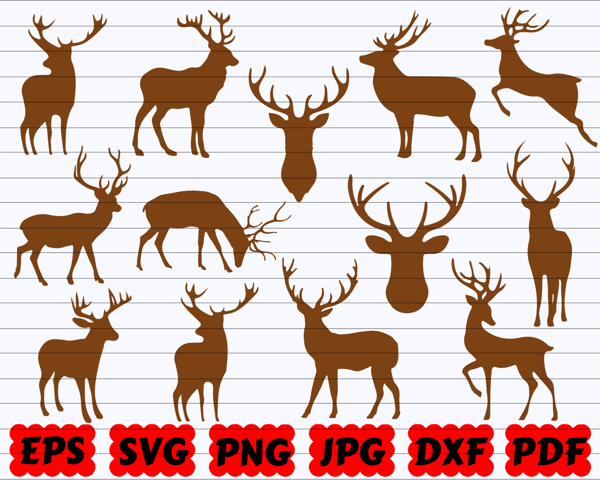 Hirsch SVG Hirsch SVG Bundle SVG Reh Clipart Hirsch Plotterdatei Reh ...