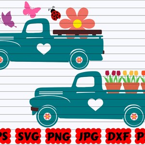 Spring Trucks SVG | Vintage Truck SVG | Truck SVG | Truck With Flowers ...