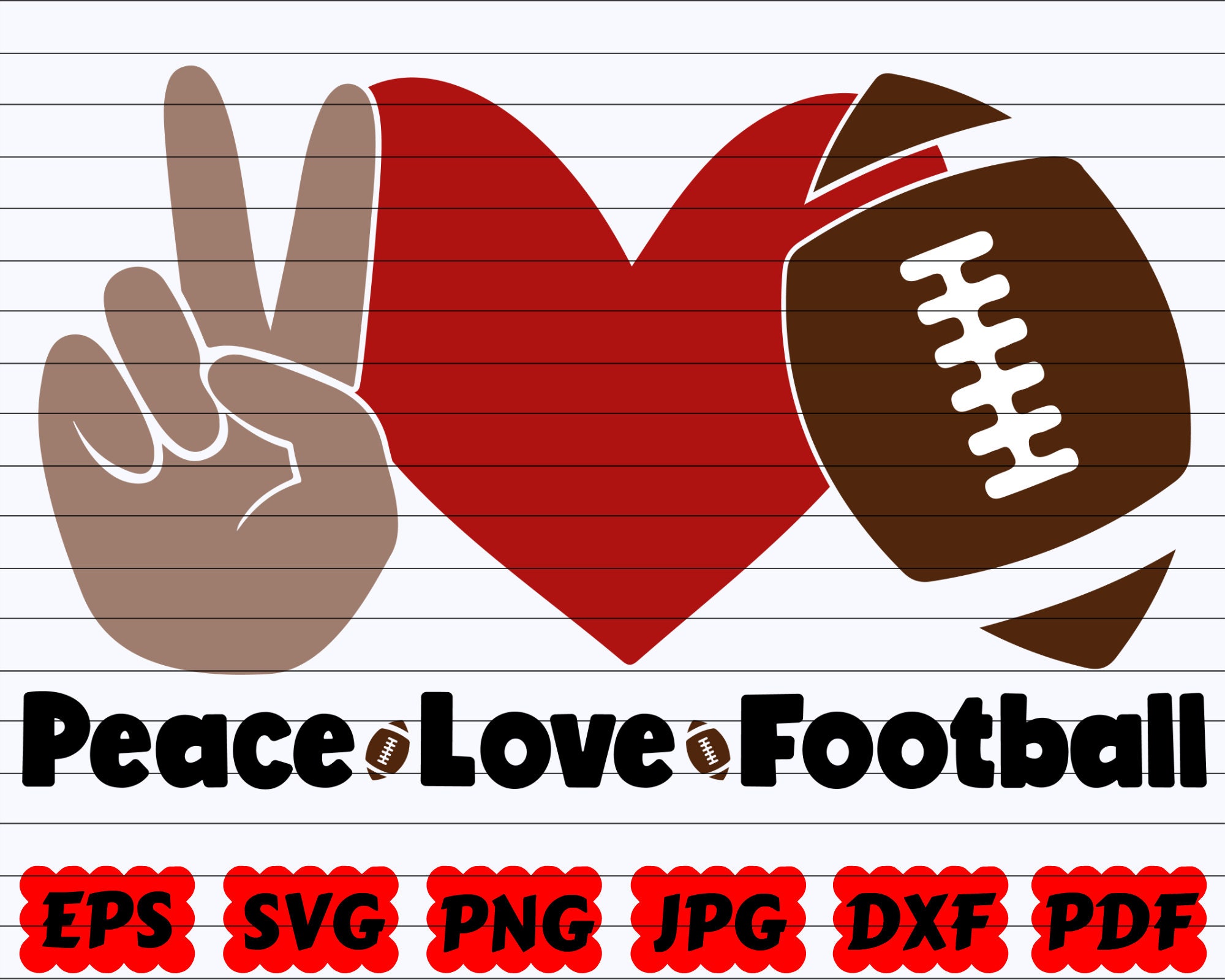 Peace Love Football SVG Peace SVG Love SVG Love Football | Etsy