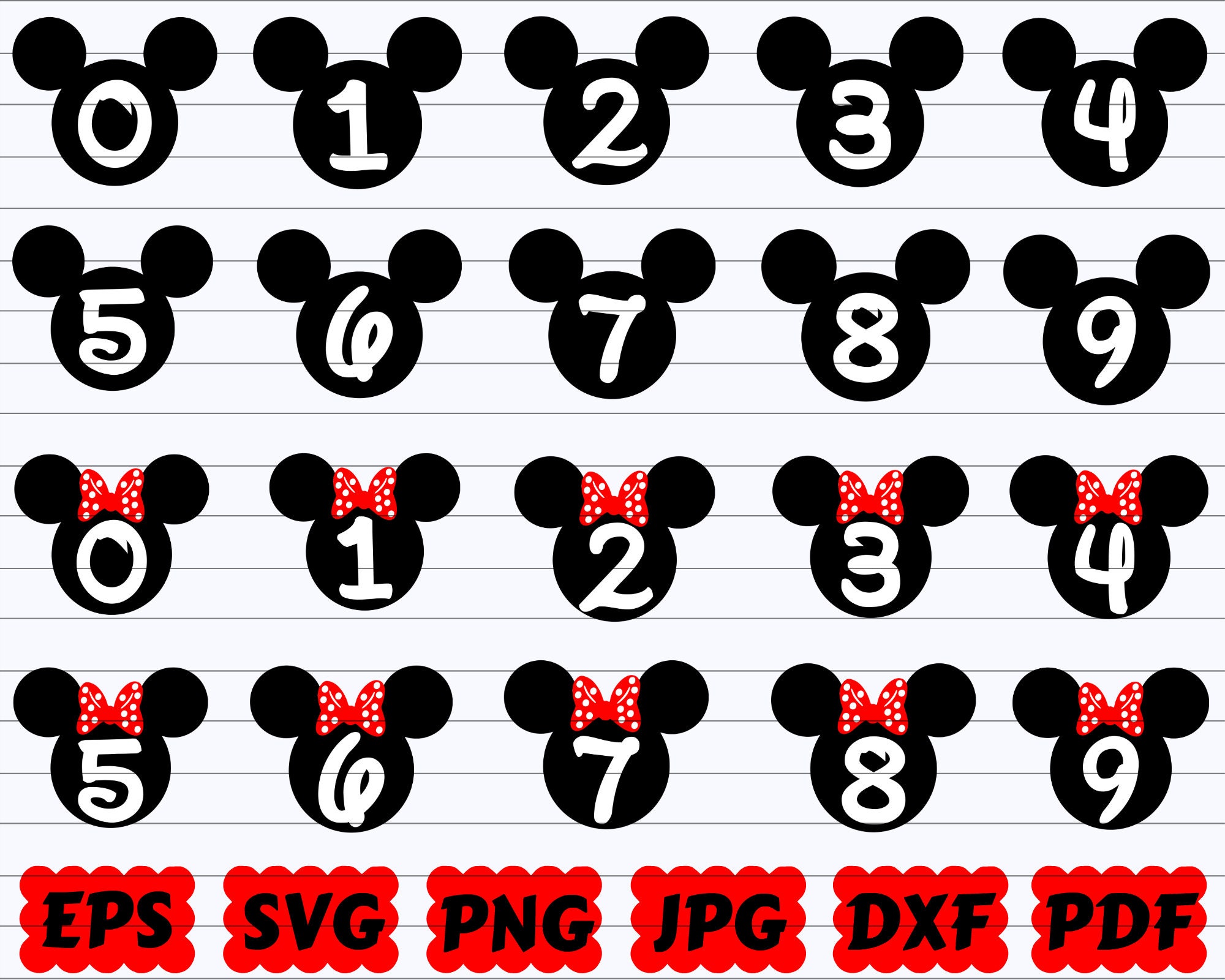 Mickey Minnie Numbers SVG Mickey Numbers SVG Minnie | Etsy