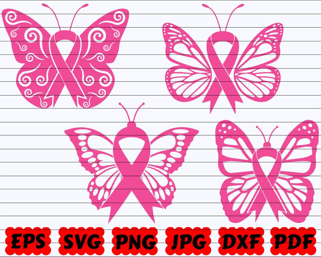 Butterfly Awareness Ribbon SVG | Cancer Butterfly SVG | Butterfly ...