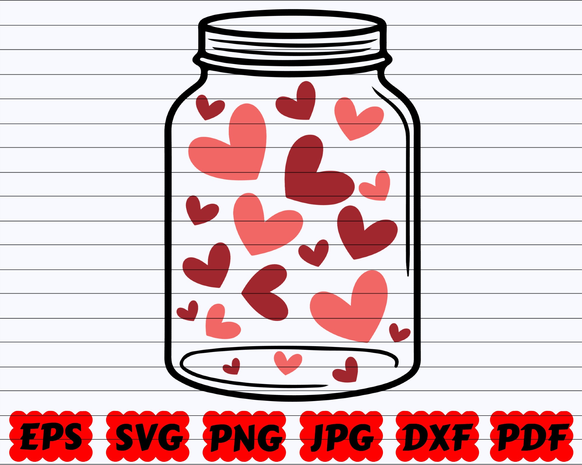 Valentine Mason Jar SVG Valentine Jar SVG Valentine Mason | Etsy