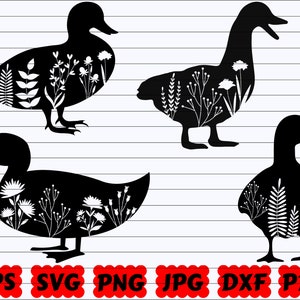 Floral Duck SVG | Floral Animal SVG | Duck Flower SVG | Duck Svg ...