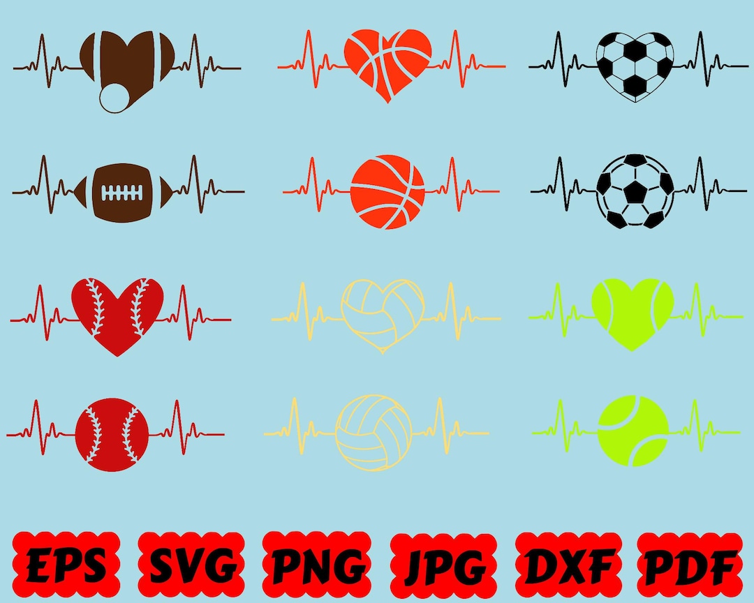 Heartbeat Sports SVG | Heartbeat SVG | Sports SVG | Football Svg ...