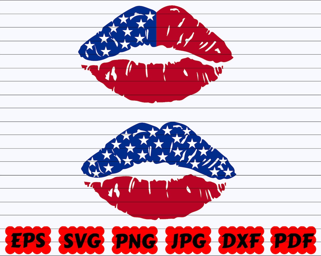 USA Lips SVG | American Lips SVG | Usa Flag Lips Svg | 4th of July Lips ...