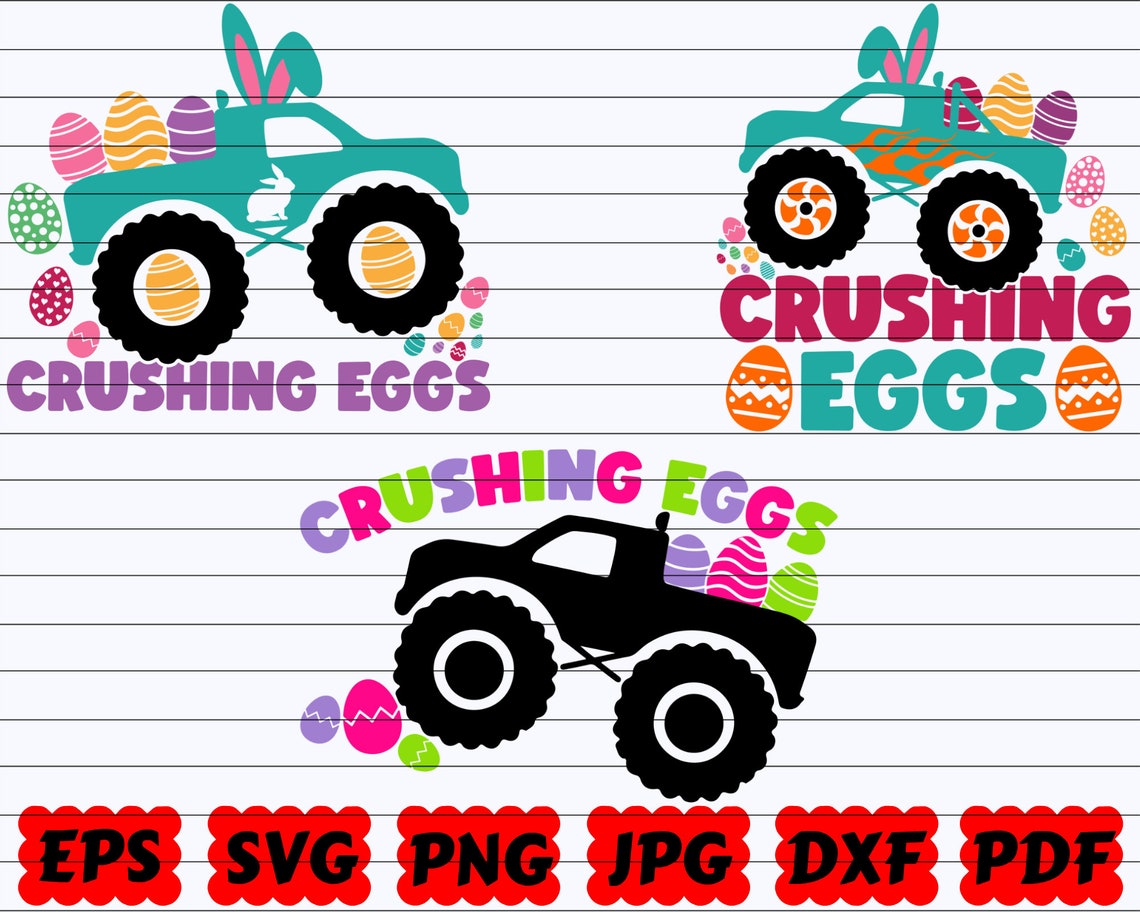 Crushing Eggs SVG Boy Easter SVG Easter Monster Truck SVG - Etsy