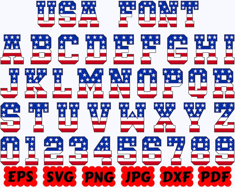 USA Flag Alphabet SVG | Usa Font SVG | America Font Svg | America Svg ...