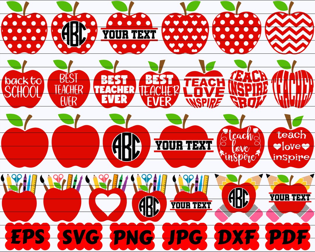 Apple SVG | School Apple SVG | Apple Monogram | Apple Cut File | Apple Clipart | Apple ...