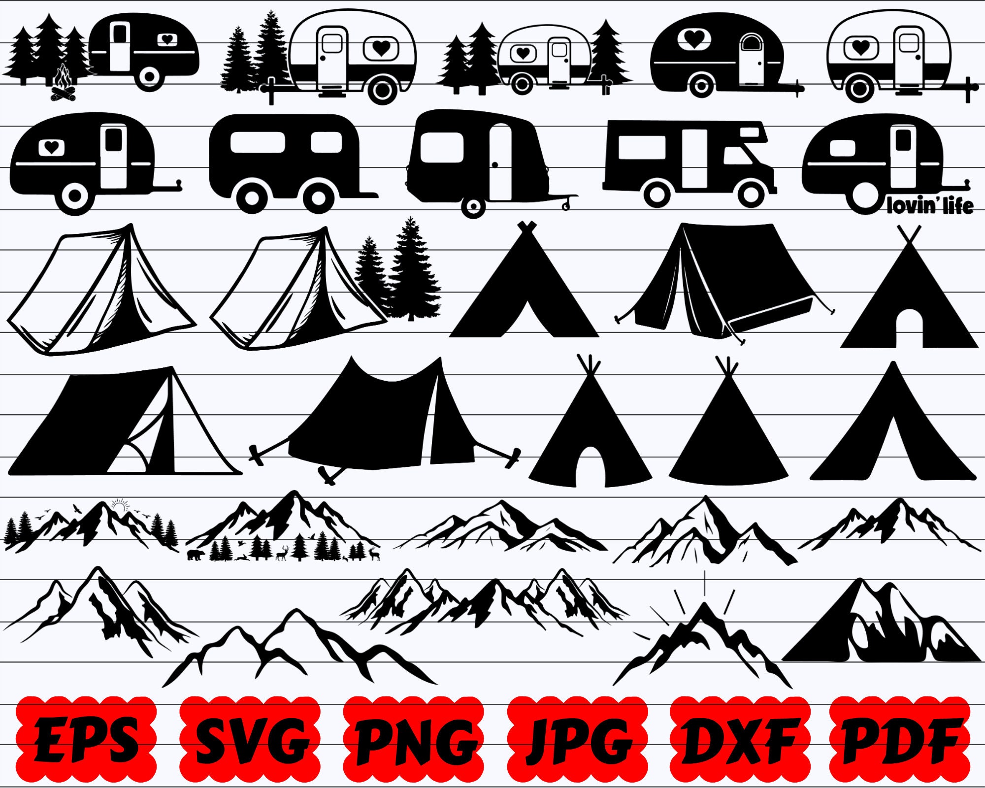 90 Camping Silhouette Camping SVG Bundle Camp SVG | Etsy