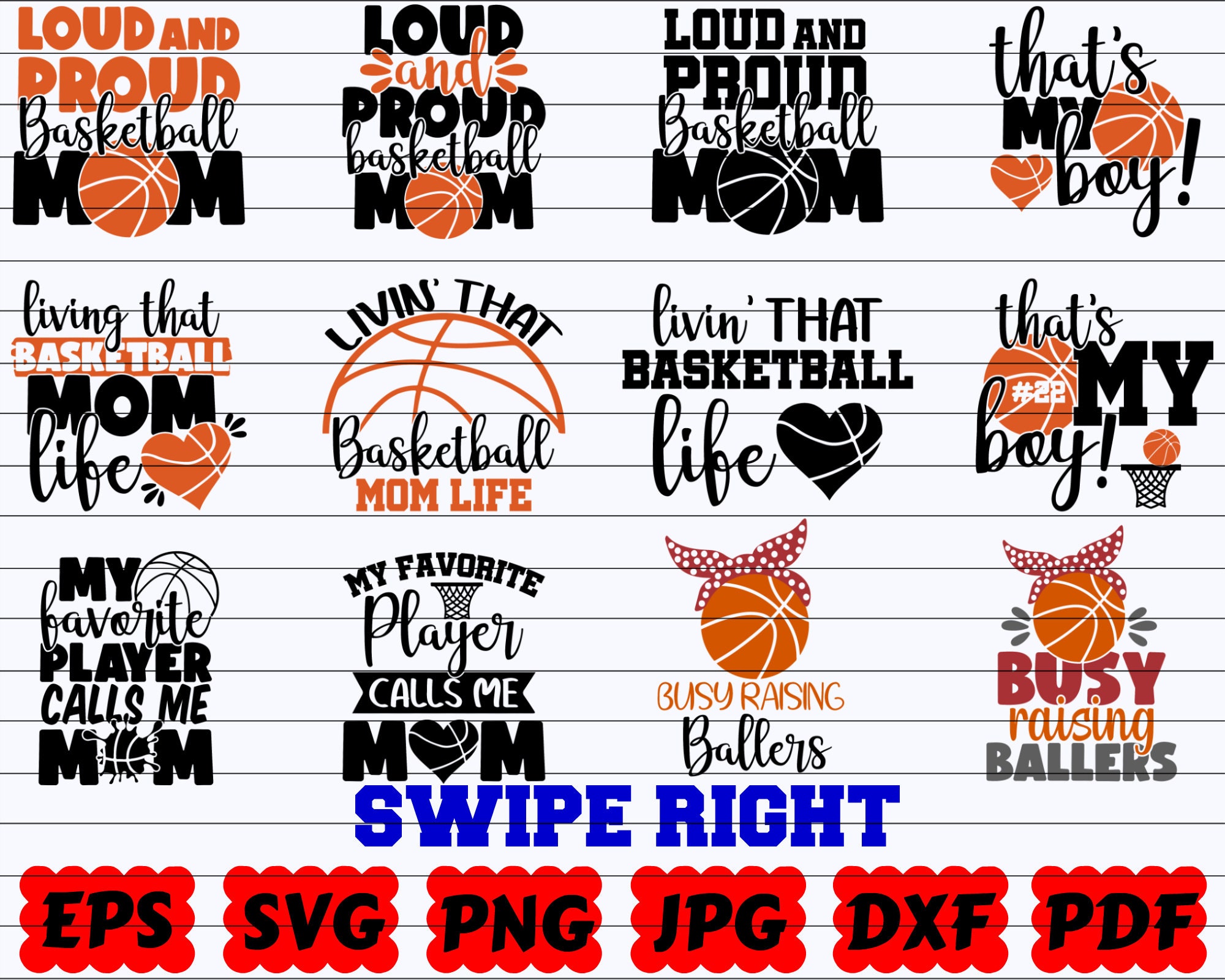 120 Paquete SVG de baloncesto / SVG de baloncesto / Clipart de - Etsy ...