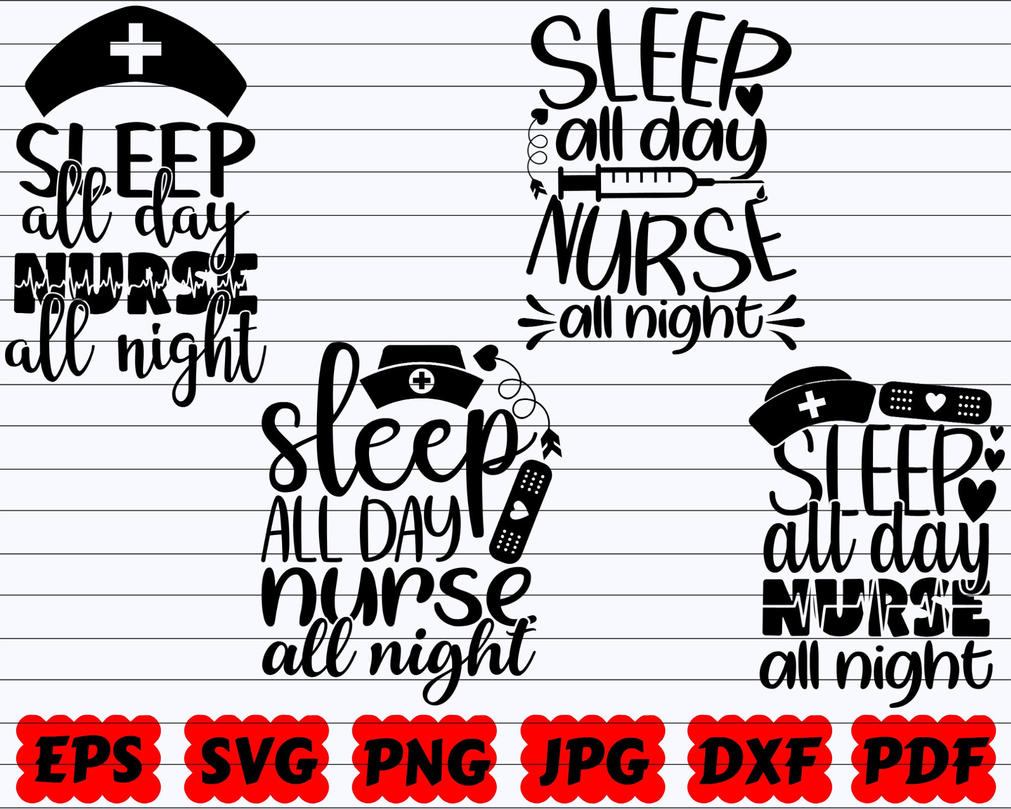 Sleep All Day Nurse All Night SVG Sleep All Day SVG Nurse | Etsy