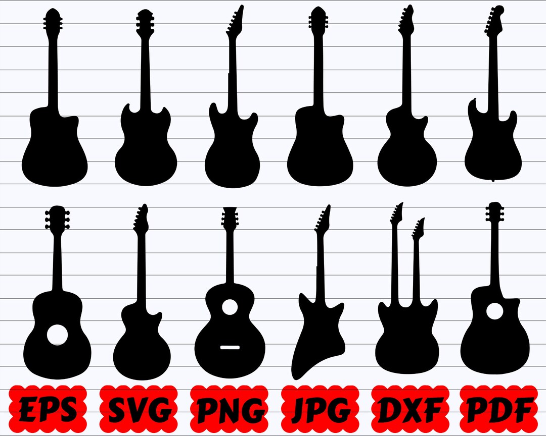 Guitar SVG | Guitar SVG Bundle | Guitar Silhouette | Guitar Cut File ...