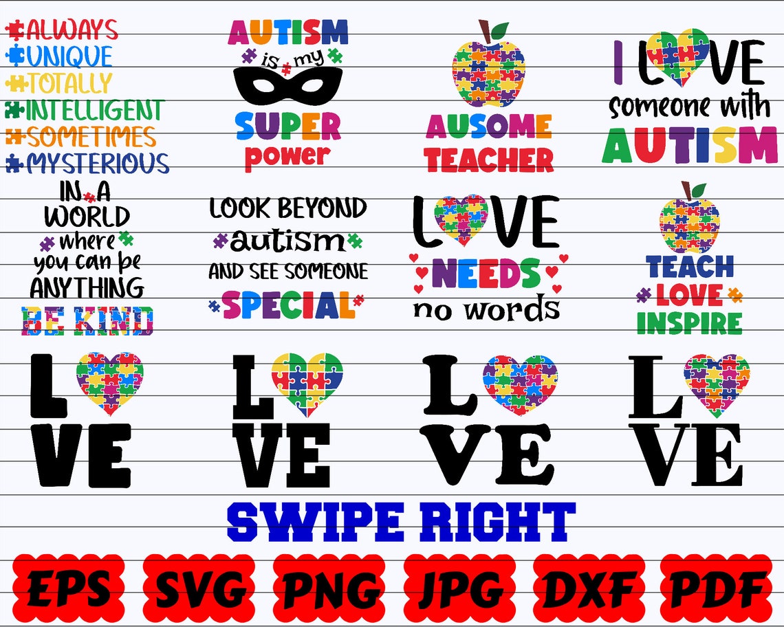 42 Autism SVG Autism Cut File Autism Puzzle SVG Autism - Etsy