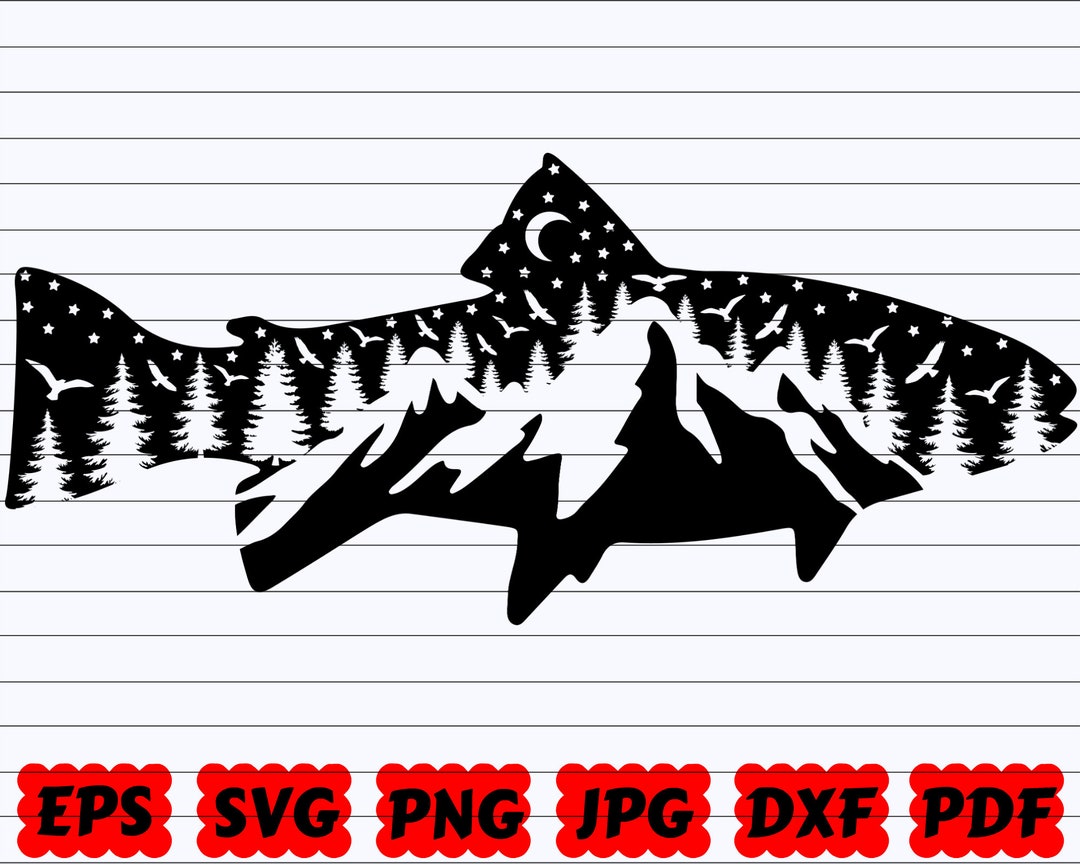 Fish and Trees SVG | Fish SVG | Trout SVG | Fishing Life Svg ...