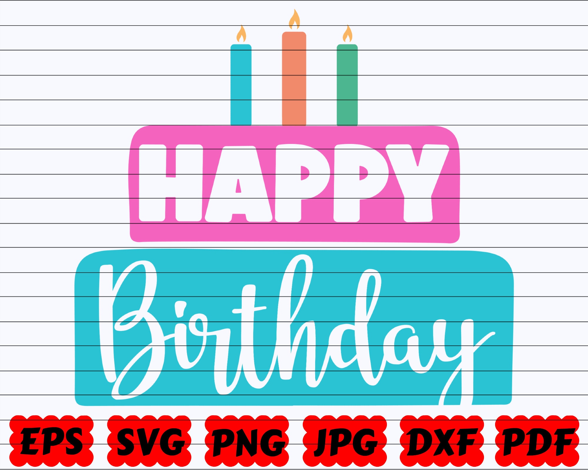 Happy Birthday Cake SVG Birthday Cake SVG Happy Birthday | Etsy