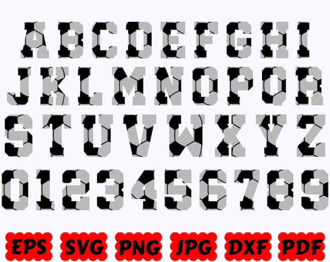 Soccer Numbers Svg, Soccer Font Alphabet, Football Font, Sports Font ...
