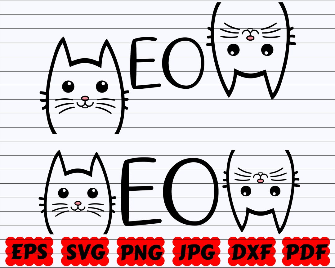 Meow SVG | Meow Cats SVG | Meow Cut File | Cat Face SVG | Cute Cat Svg ...