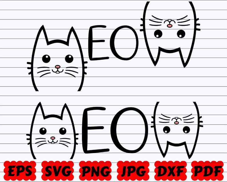 Meow SVG Meow Cats SVG Meow Cut File Cat Face SVG Cute | Etsy