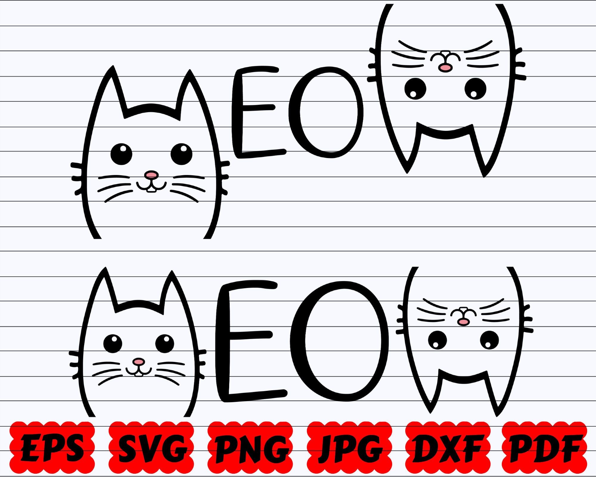 Meow SVG | Meow Cats SVG | Meow Cut File | Cat Face SVG | Cute Cat Svg ...
