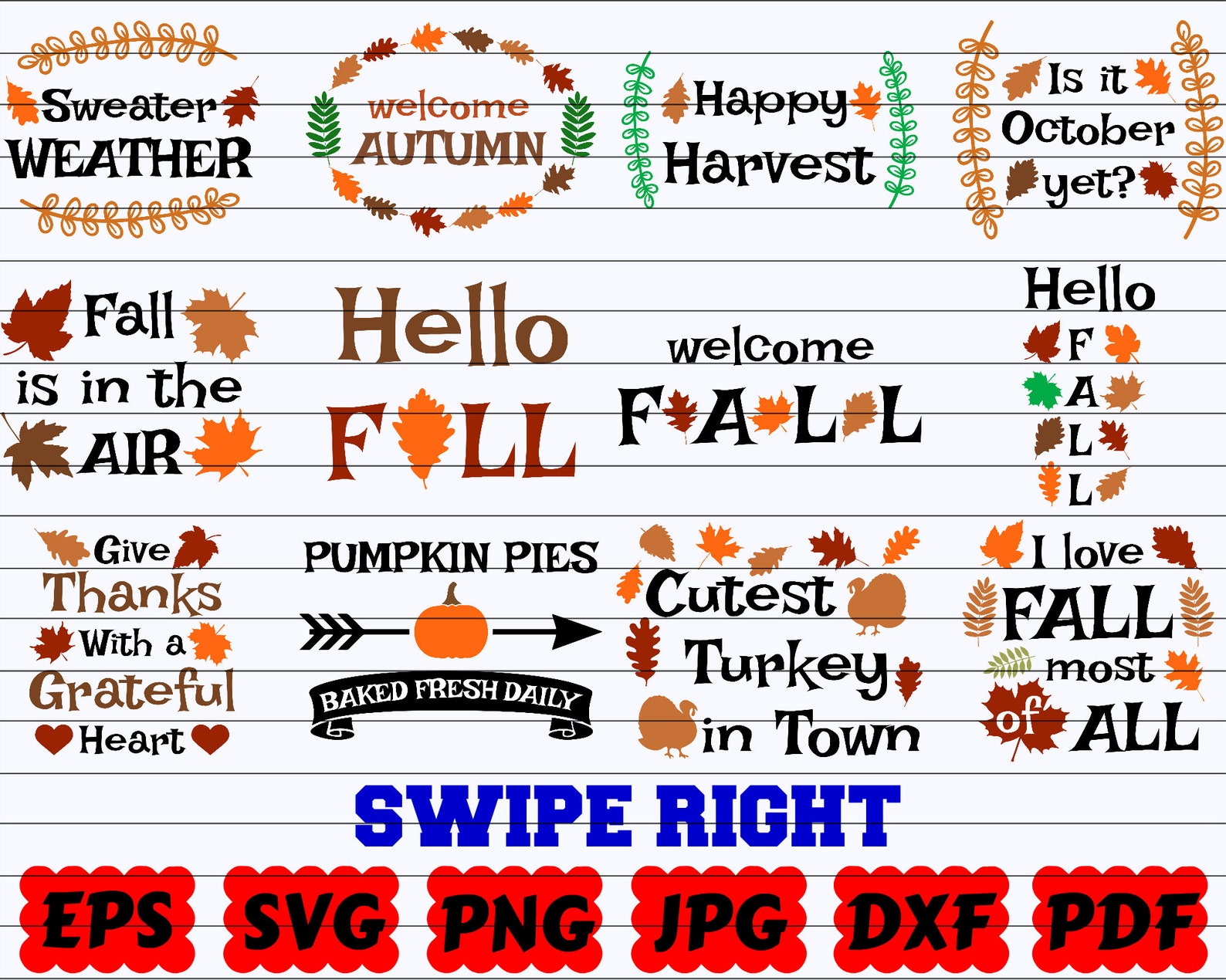 100 Fall SVG Fall SVG Bundle Fall Clipart Fall Cut File | Etsy